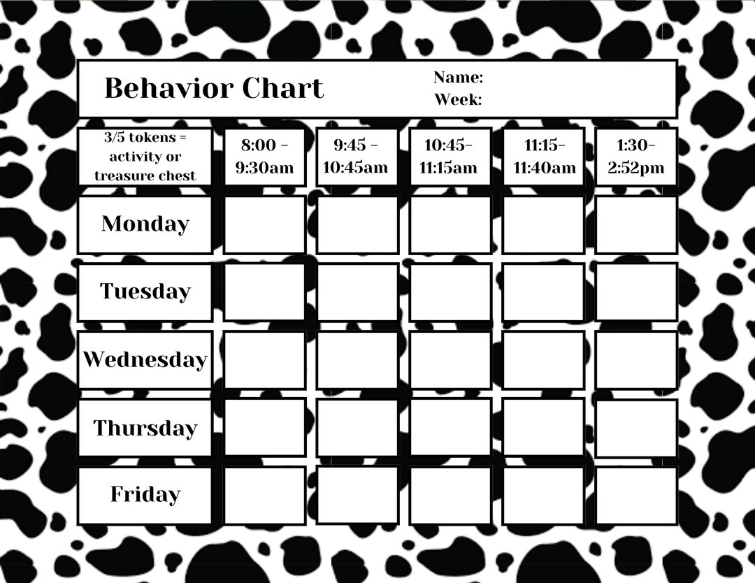 DIGITAL Cow Print Behavior Chart - Etsy