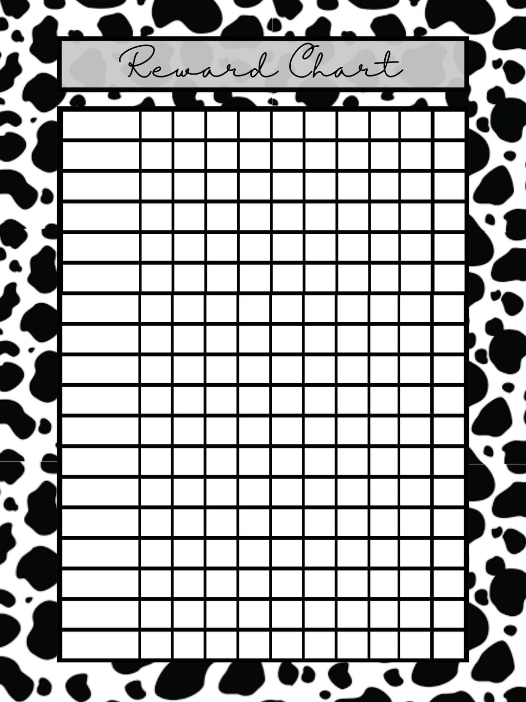 Cow Print Themed Classroom Reward/incentive Chart - Etsy