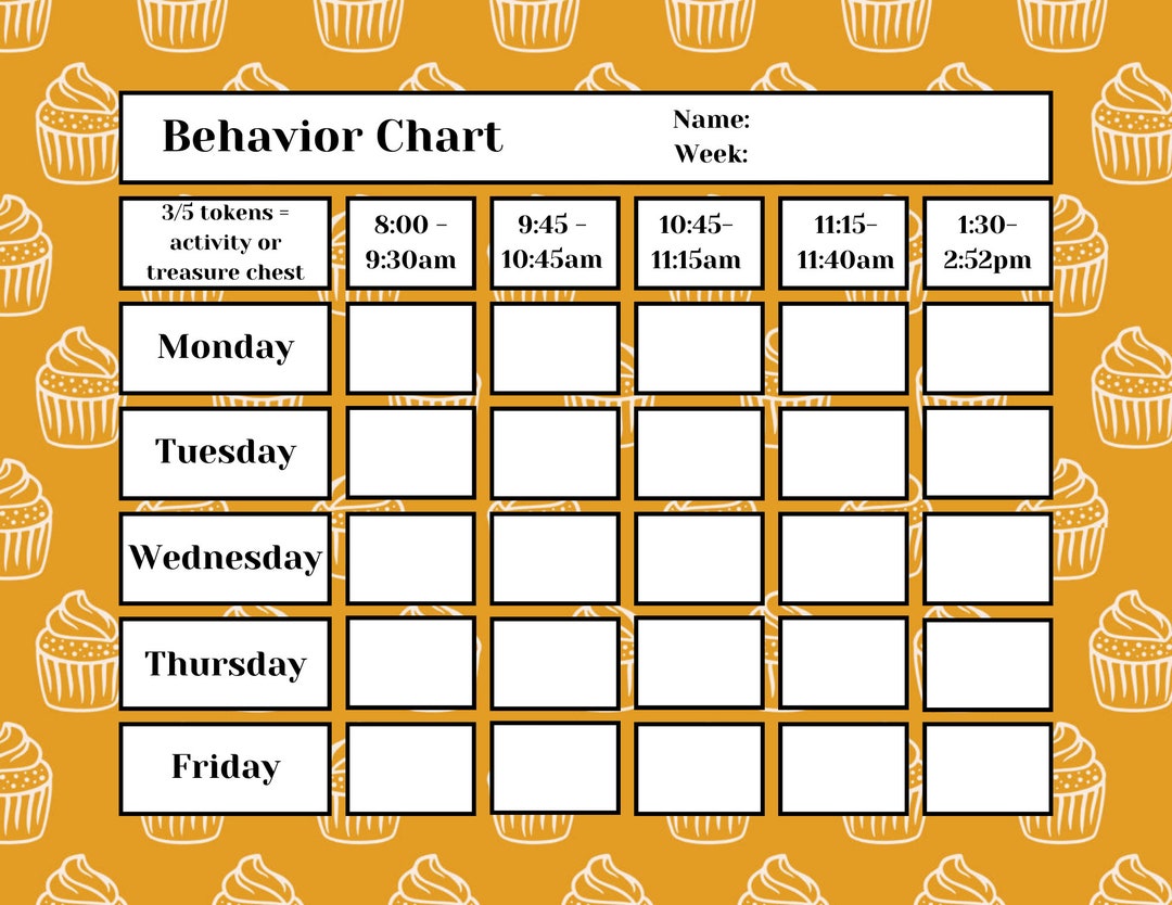 DIGITAL Cupcake Behavior Chart - Etsy