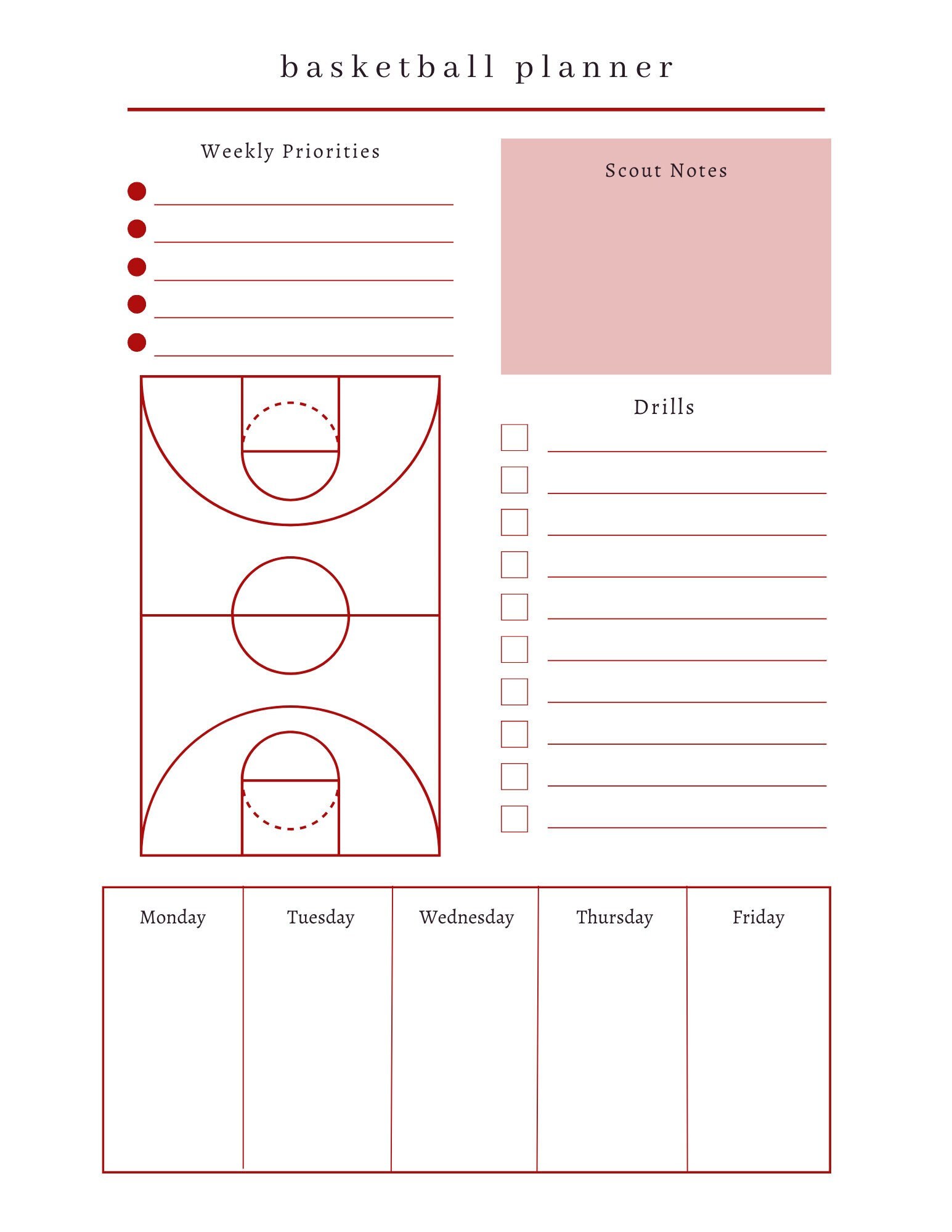 Red Basketball Planner - Etsy