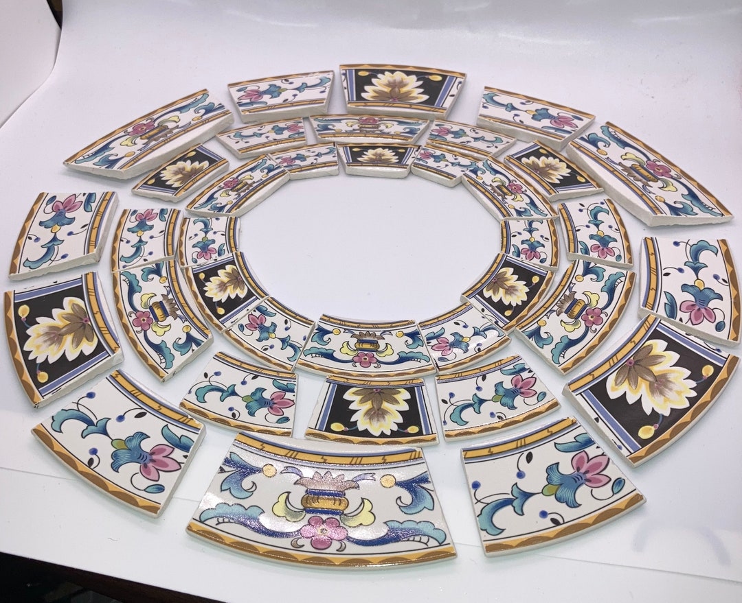 Broken China Mosaic Tiles, Hand Cut Tiles, Vintage China Mosaic Tiles ...
