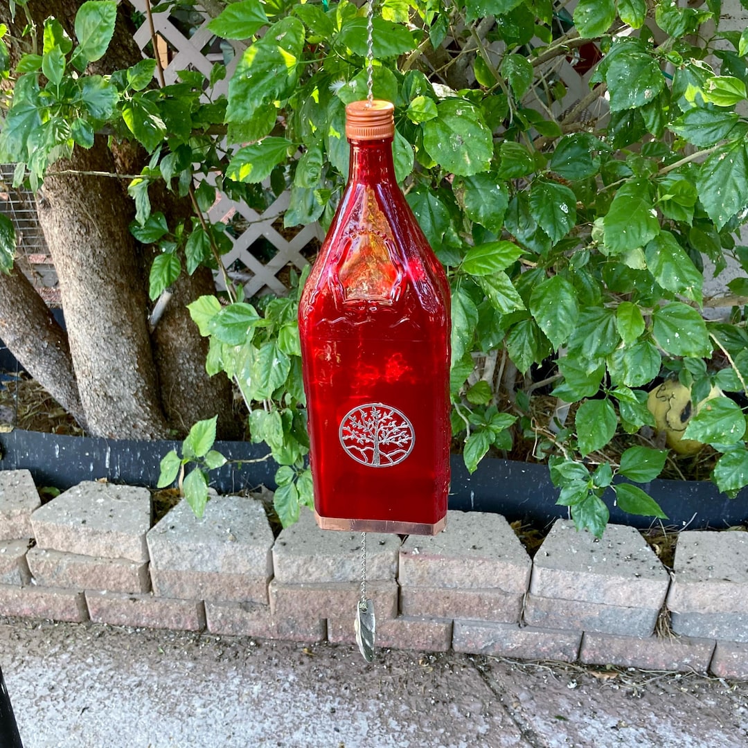 Hand Cut Glass Wind Chime: Wood Wheel Clapper, Tree of Life, Seashell ...