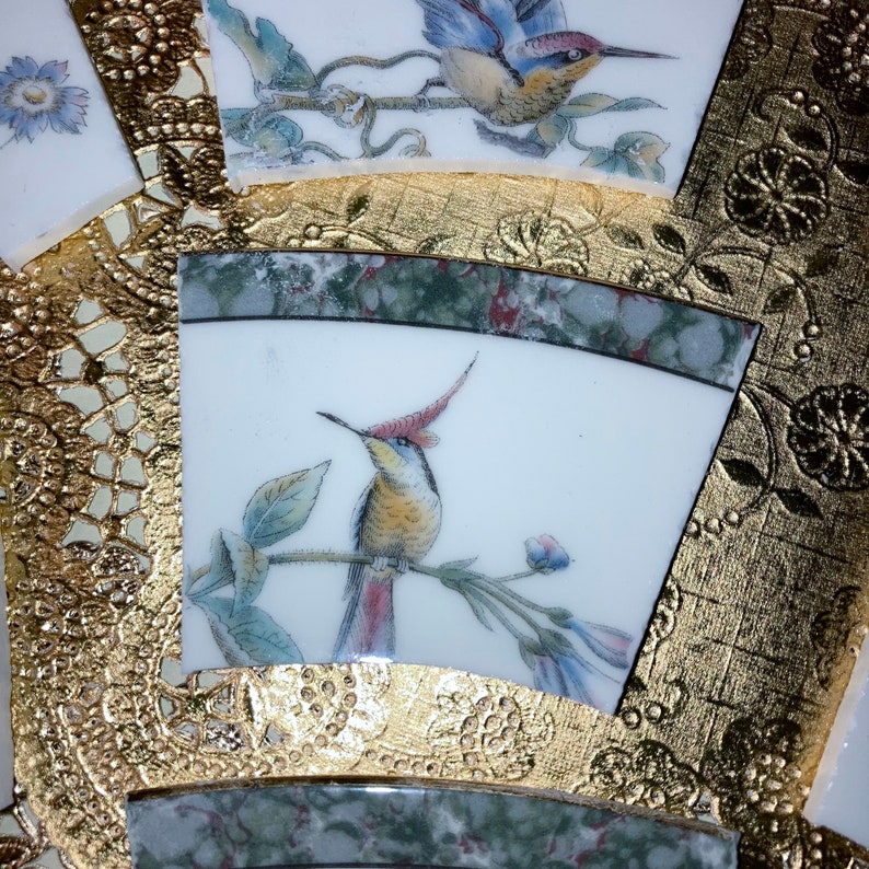 Broken China Mosaic Tiles Hand Cut Tiles China Hummingbirds - Etsy