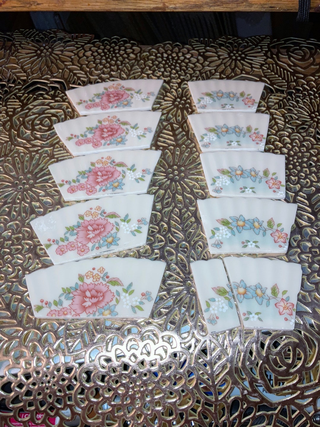 Broken China Mosaic Tiles, Hand Cut Tiles, Vintage China Mosaic Tiles ...