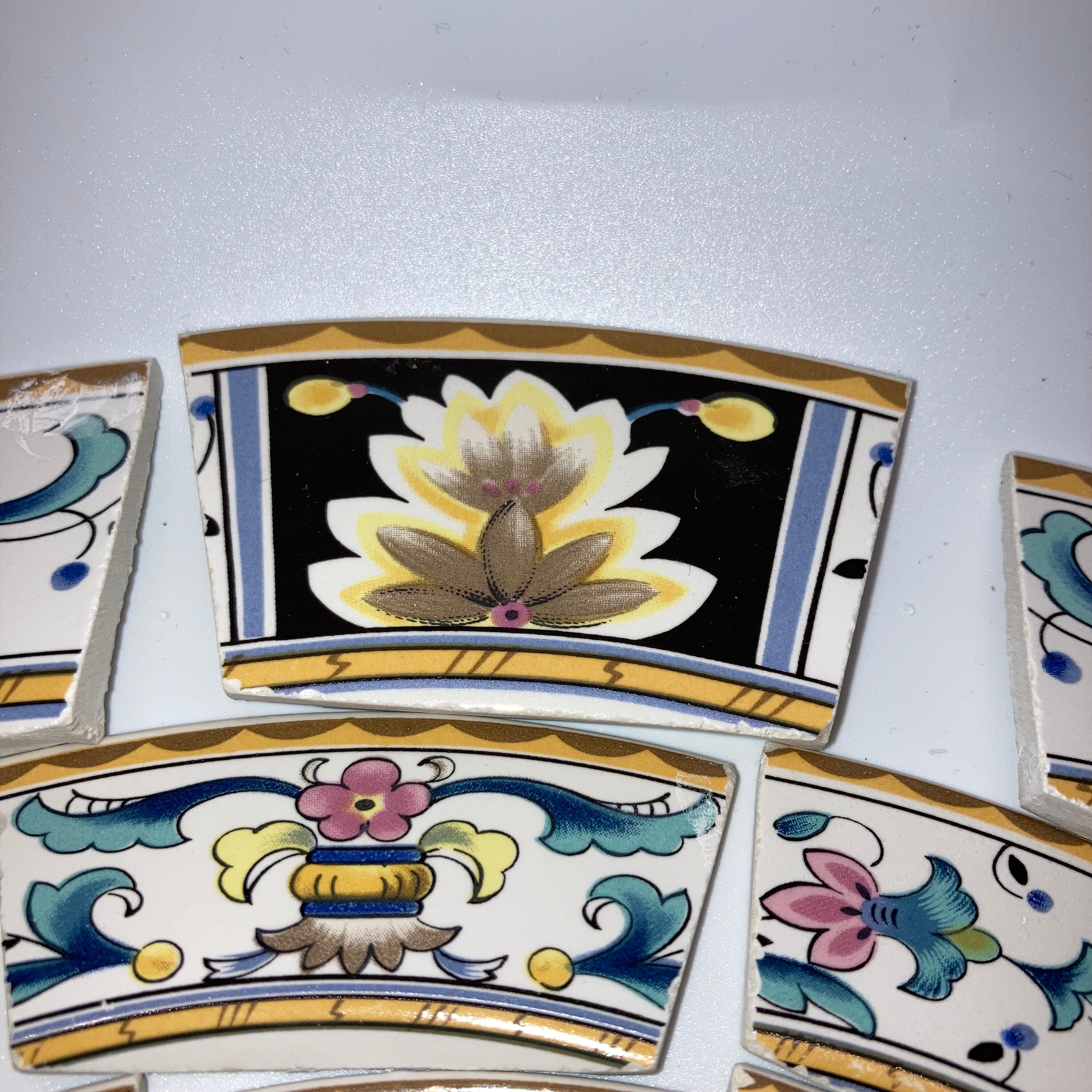 Broken China Mosaic Tiles, Hand Cut Tiles, Vintage China Mosaic Tiles ...