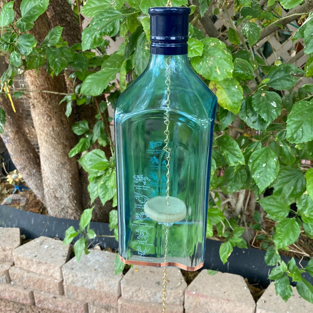 Hand Cut Glass Wind Chime: Wood Wheel Clapper, Glass Accents - Etsy