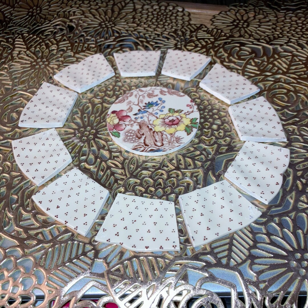 Broken China Mosaic Tiles, Hand Cut Tiles, Vintage China Mosaic Tiles ...