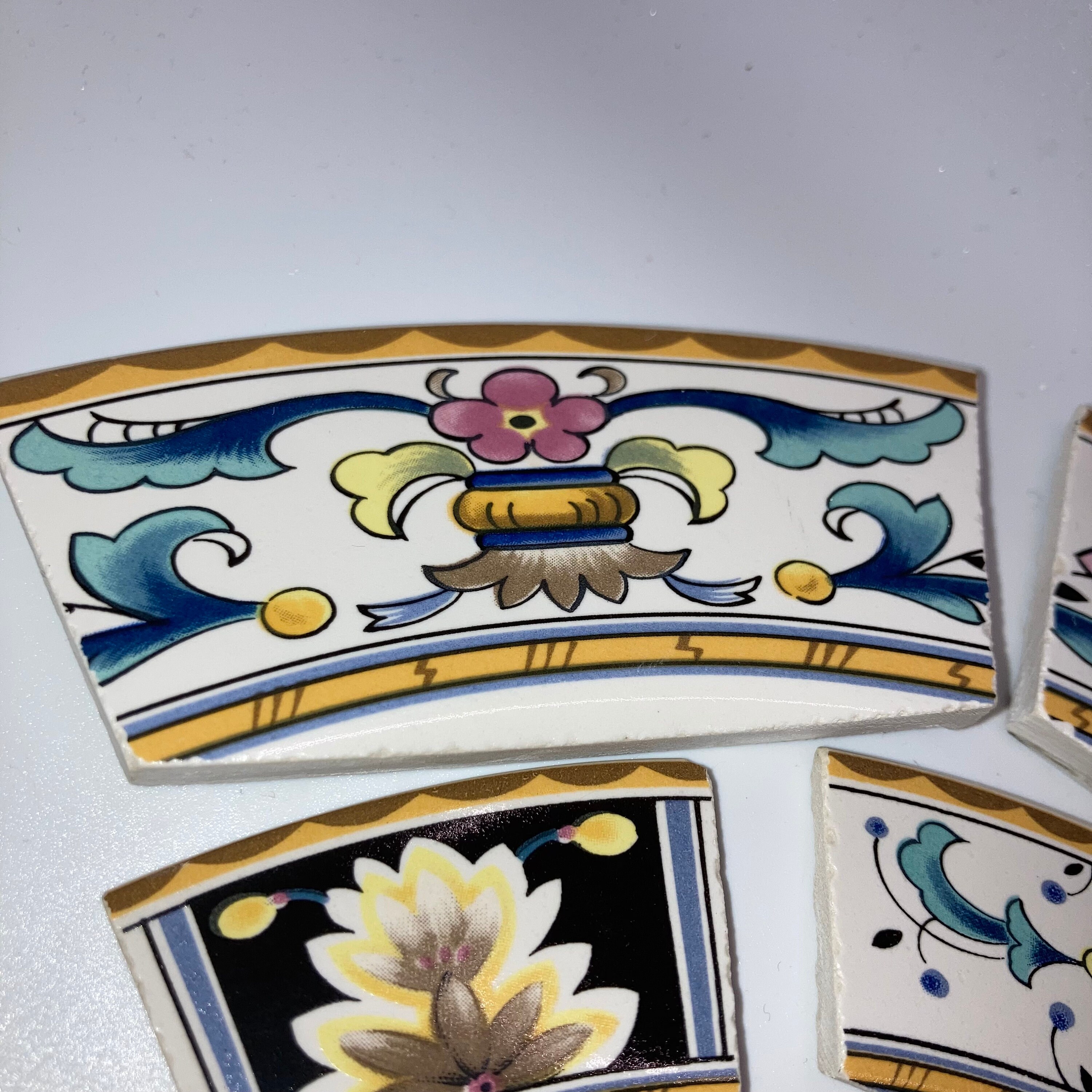 Broken China Mosaic Tiles, Hand Cut Tiles, Vintage China Mosaic Tiles ...