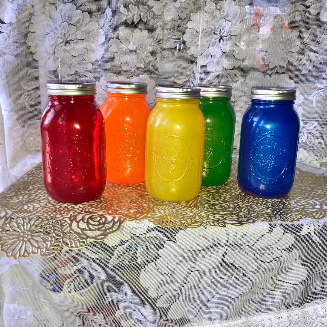 Mason Jars, Colored Canning Jars, Tinted Mason Jars, Set of 5, Large ...