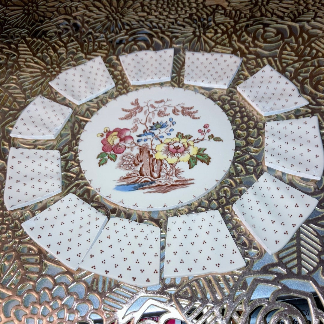 Broken China Mosaic Tiles, Hand Cut Tiles, Vintage China Mosaic Tiles ...