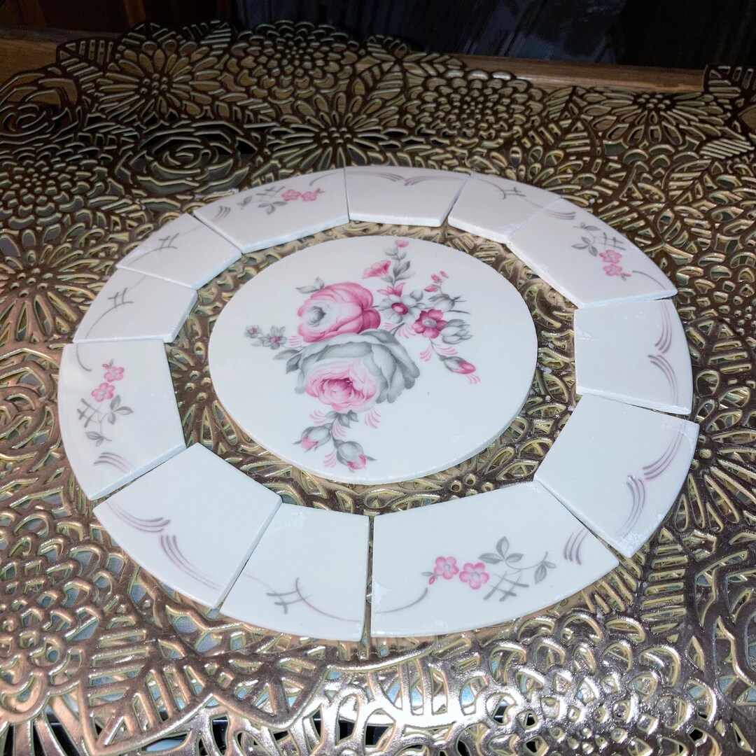 Broken China Mosaic Tiles, Hand Cut Tiles, Vintage China Mosaic Tiles, Jewelry Tile, Broken Dish ...