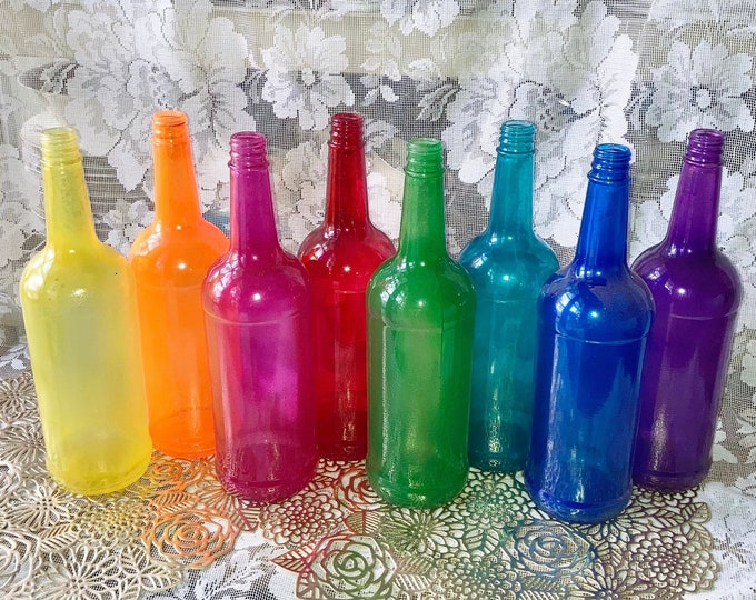 Vintage 3" Medicine Bottles, Miniature Colored Glass Stamped ...