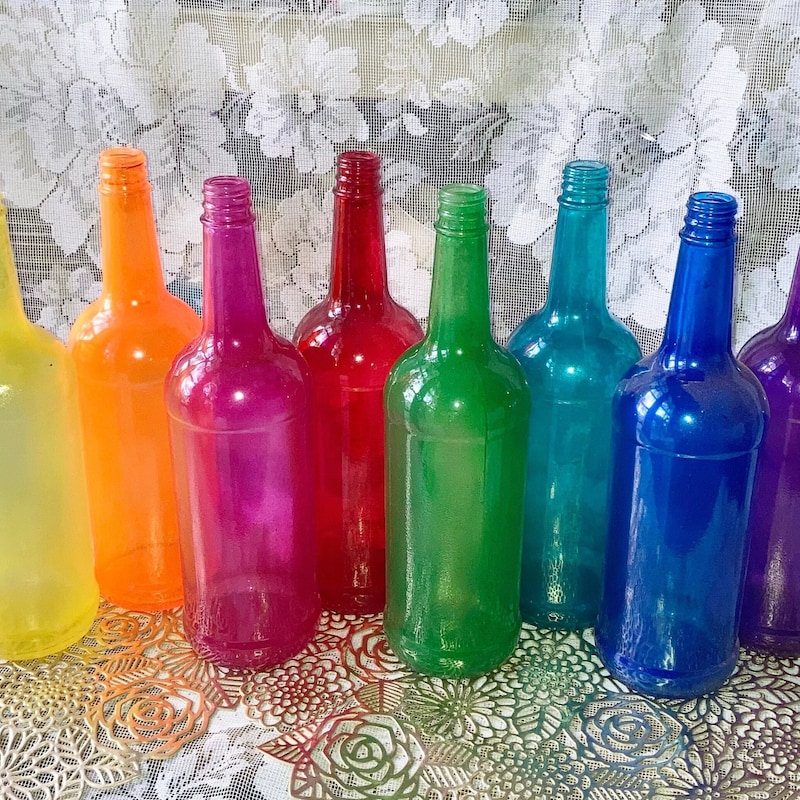 Colored Glass Bottles - Etsy