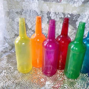 Colored Glass Bottles, 8 Bottle Set, Tinted Wine Bottles, Bottle Tree ...