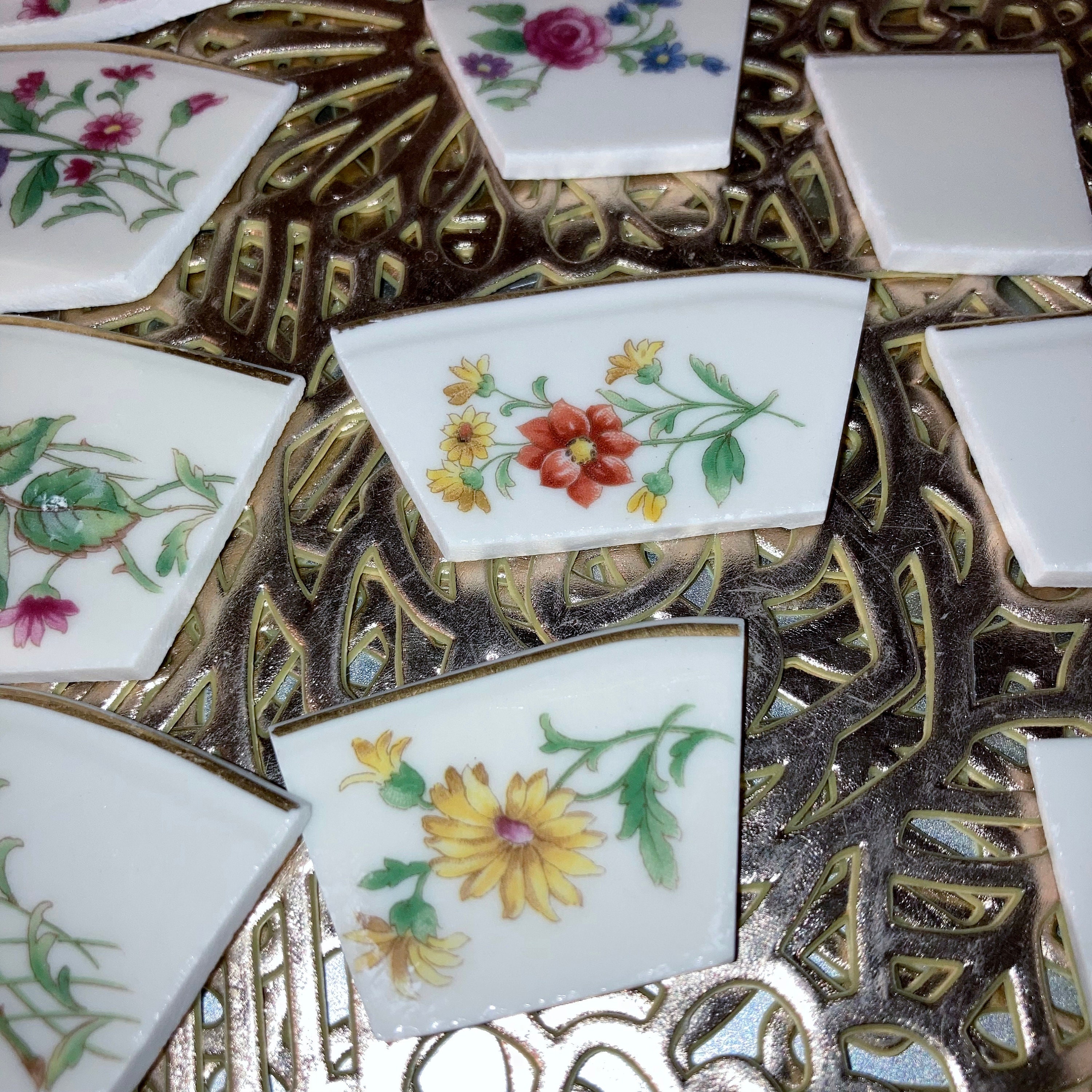 Broken China Mosaic Tiles Hand Cut Tiles Vintage China - Etsy