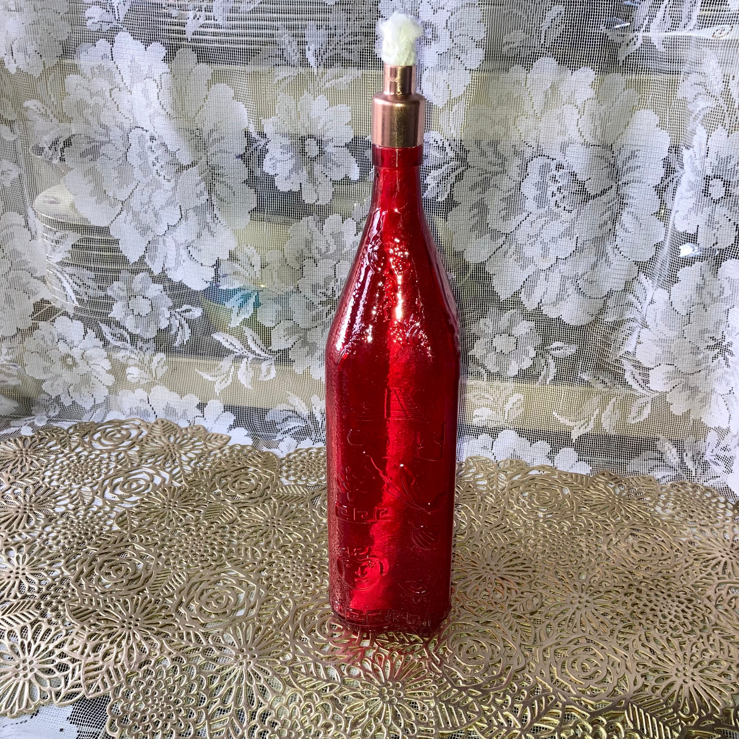 Colored Glass Bottles, Tinted Glass Tiki Torch: Recycled Tequila Bottle ...