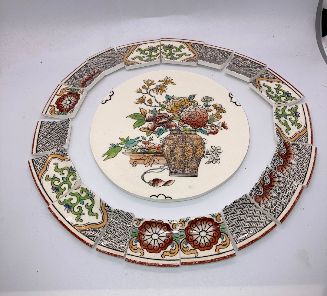Broken China Mosaic Tiles, Hand Cut Tiles, Vintage China Mosaic Tiles ...