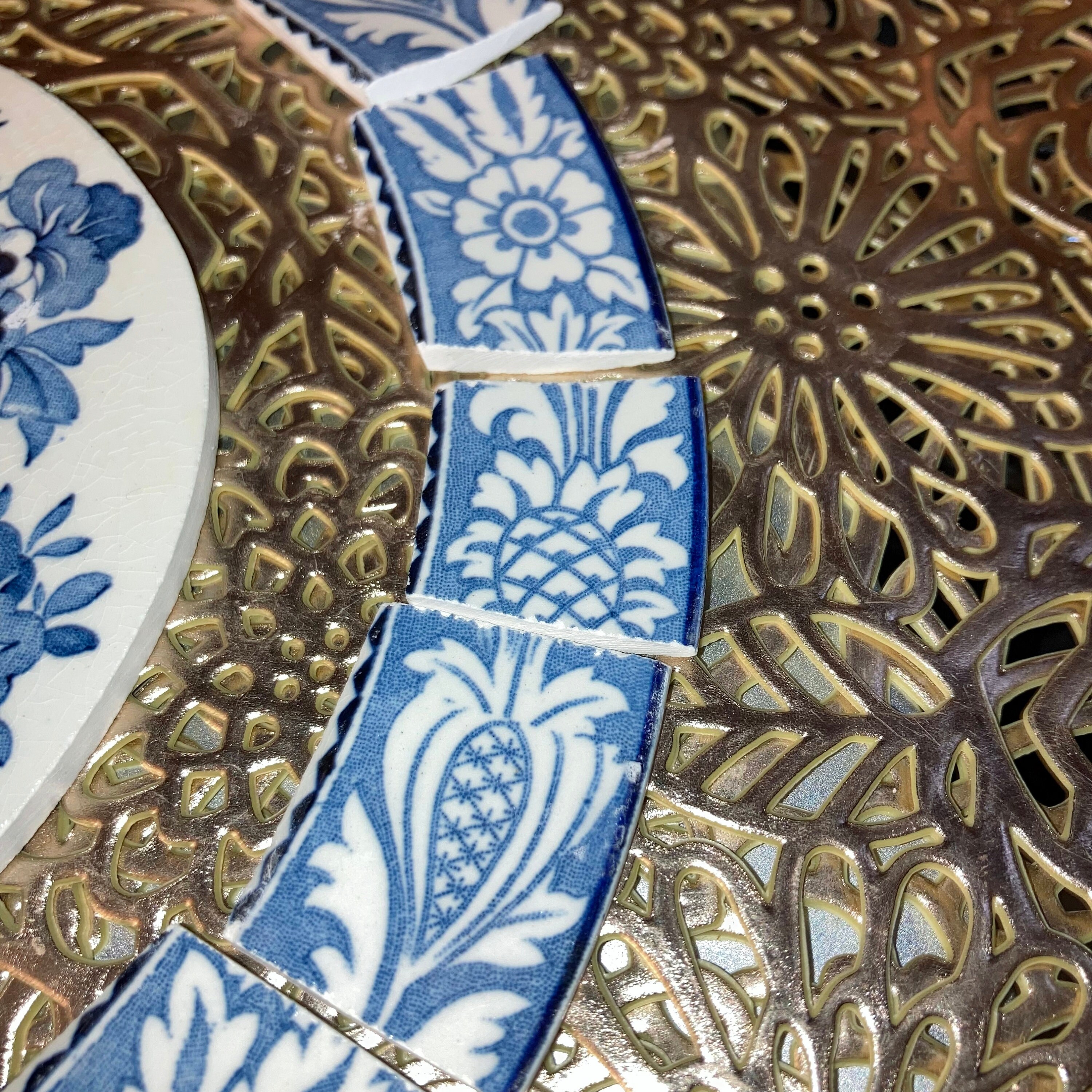 Broken China Mosaic Tiles, Hand Cut Tiles, Vintage China Mosaic Tiles ...