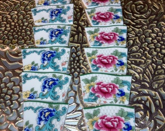 Broken China, Mosaic Tiles, Hand Cut Tiles, Vintage China Mosaic Tiles ...