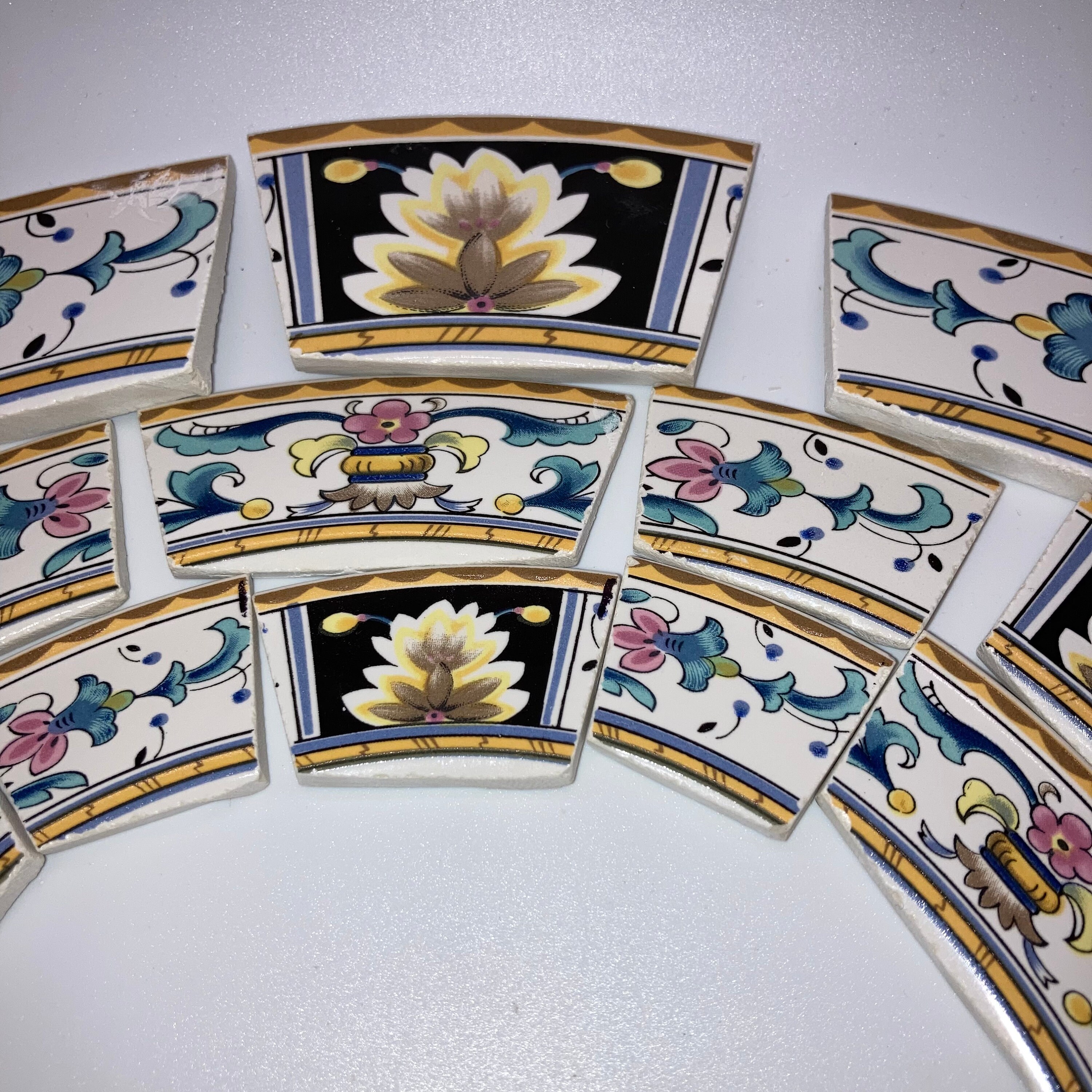 Broken China Mosaic Tiles, Hand Cut Tiles, Vintage China Mosaic Tiles ...