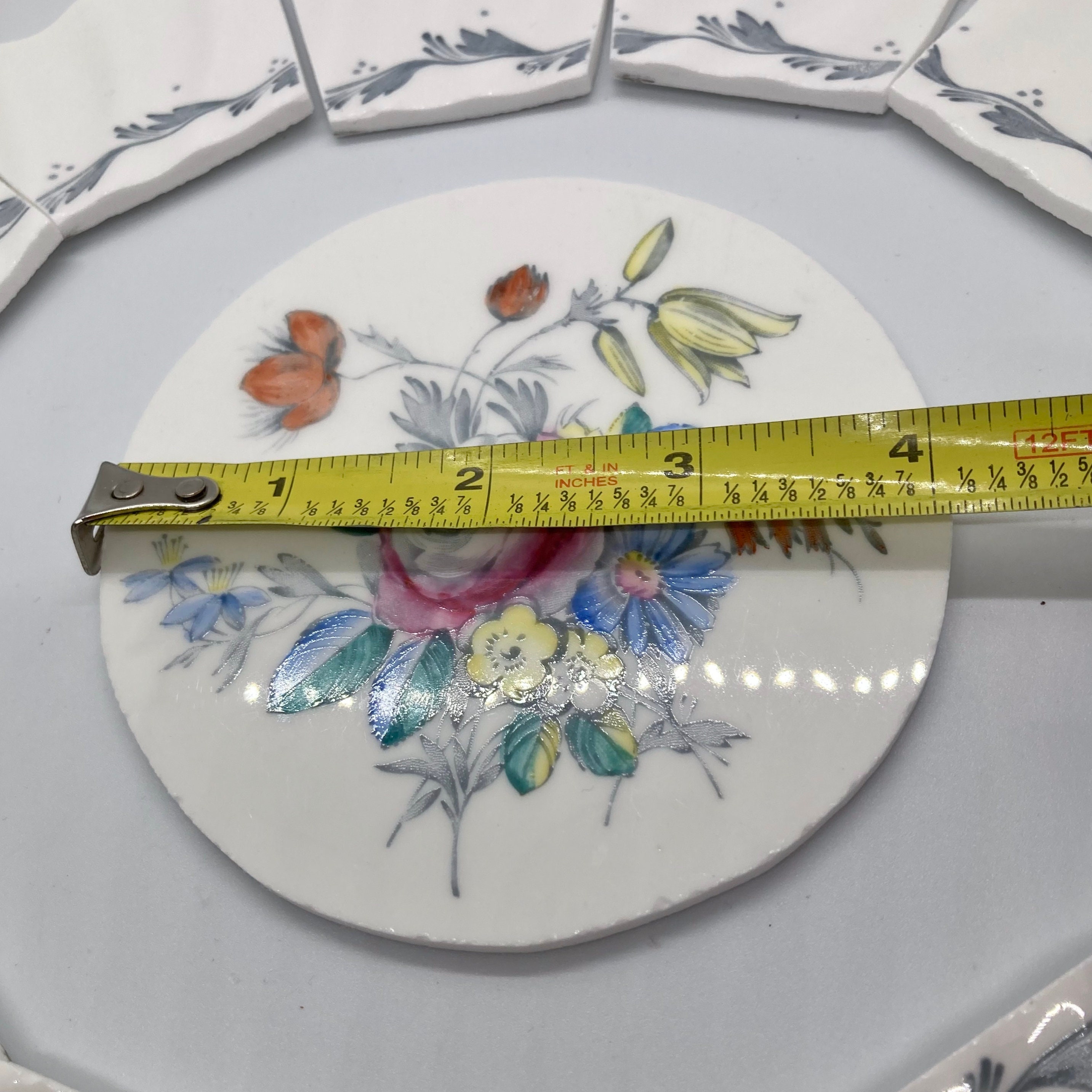 Broken China Mosaic Tiles, Hand Cut Tiles, Vintage China Mosaic Tiles ...