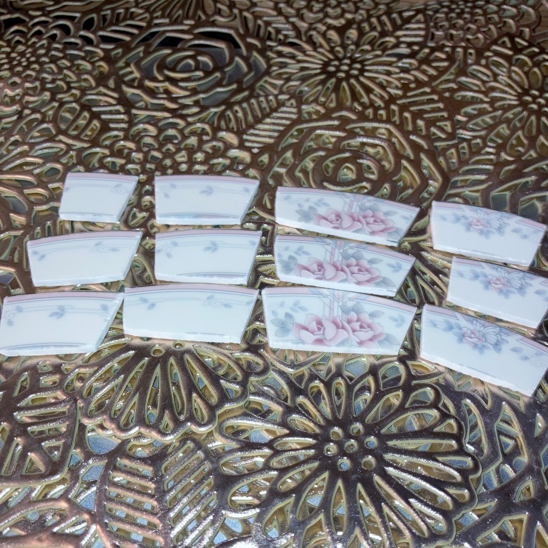 Broken China Mosaic Tiles, Hand Cut Tiles, Vintage China Mosaic Tiles ...