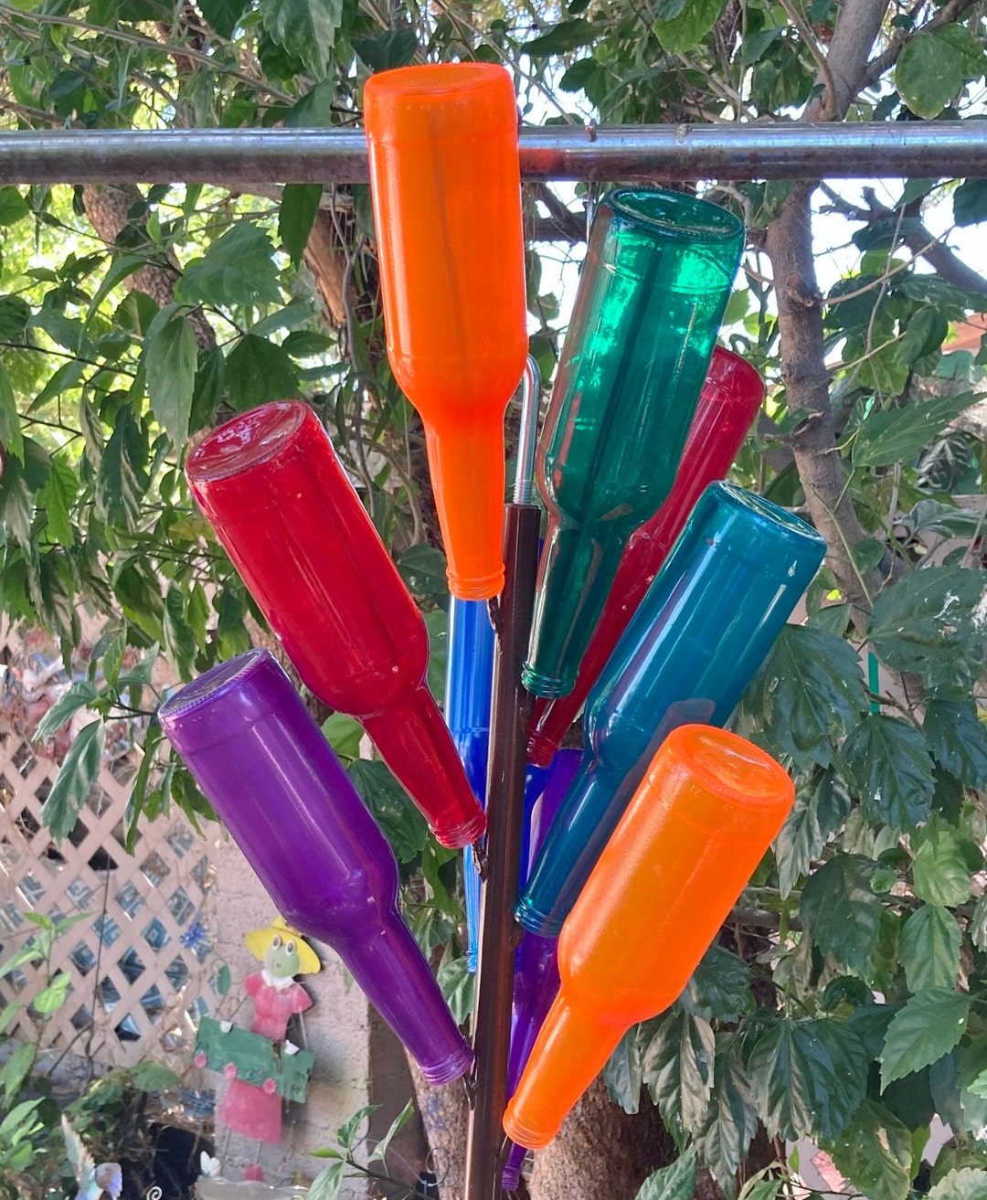 Bottle Tree, Hanging Bottle Tree, 9 Colored Glass Bottles, Bottles ...