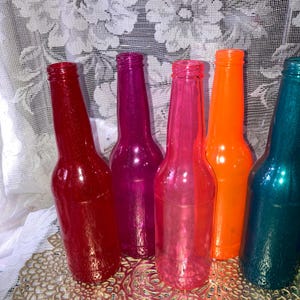 Colored Glass Bottles, 8 Bottle Set, Tinted Beer Bottles, Bottle Tree ...