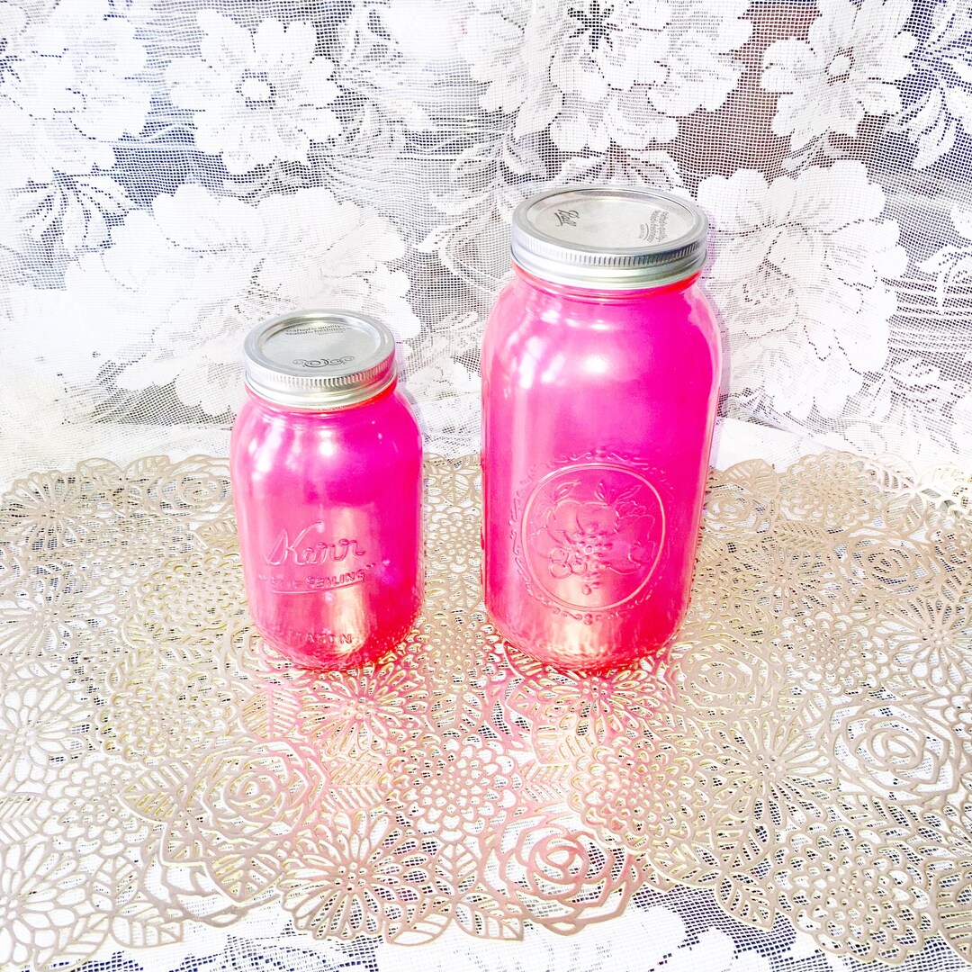 Mason Jars Pink Colored Canning Jars, Half Gallon and Quart, Large ...