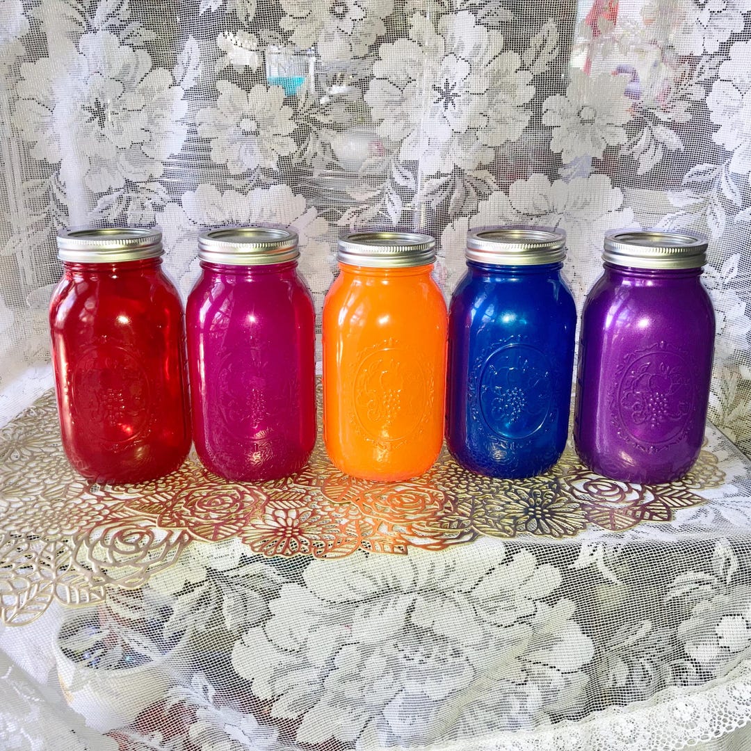 Tinted Mason Jar Set of 5: Decorative Colored Glass Craft Bottles - Etsy