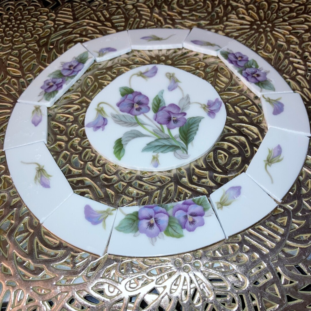 Broken China Mosaic Tiles, Hand Cut Tiles, Vintage China Mosaic Tiles ...