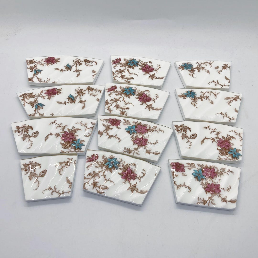 Broken China Mosaic Tiles, Hand Cut Tiles, Vintage China Mosaic Tiles ...