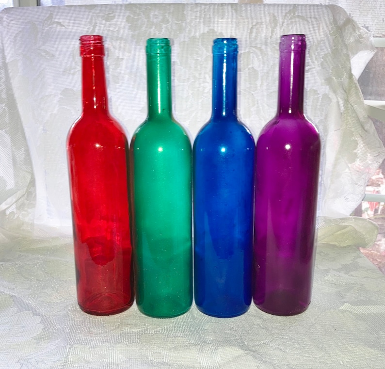Colored Glass Bottles Tinted Wine Bottles Bottle Tree Bottles - Etsy