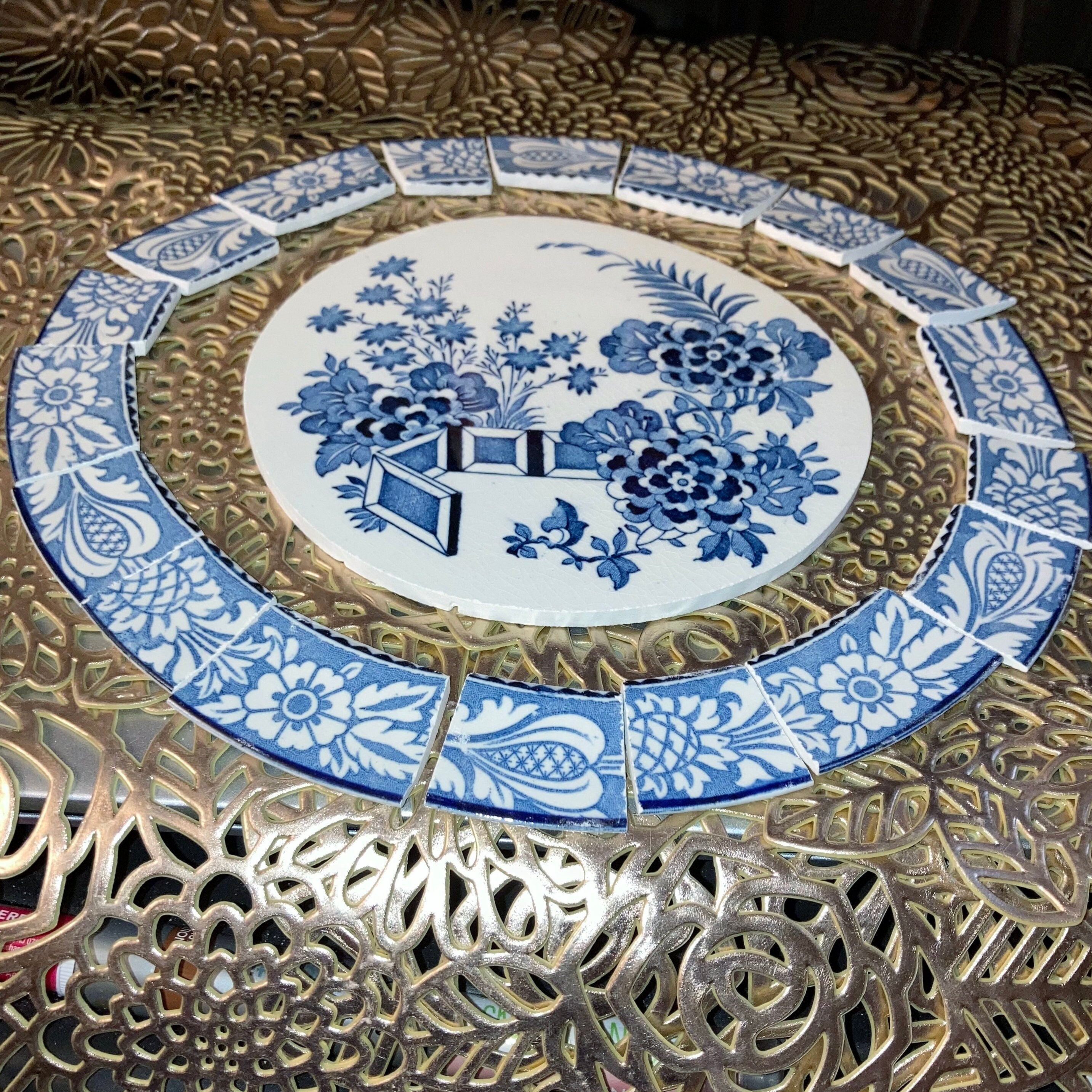Broken China Mosaic Tiles, Hand Cut Tiles, Vintage China Mosaic Tiles ...