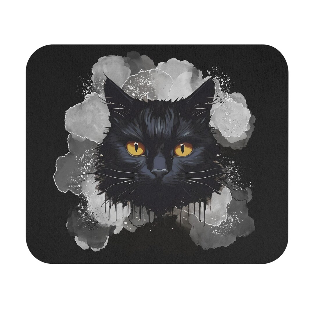 Black Cat Mouse Pad (rectangle), Gothic Office Decor, Spooky Home Decor ...