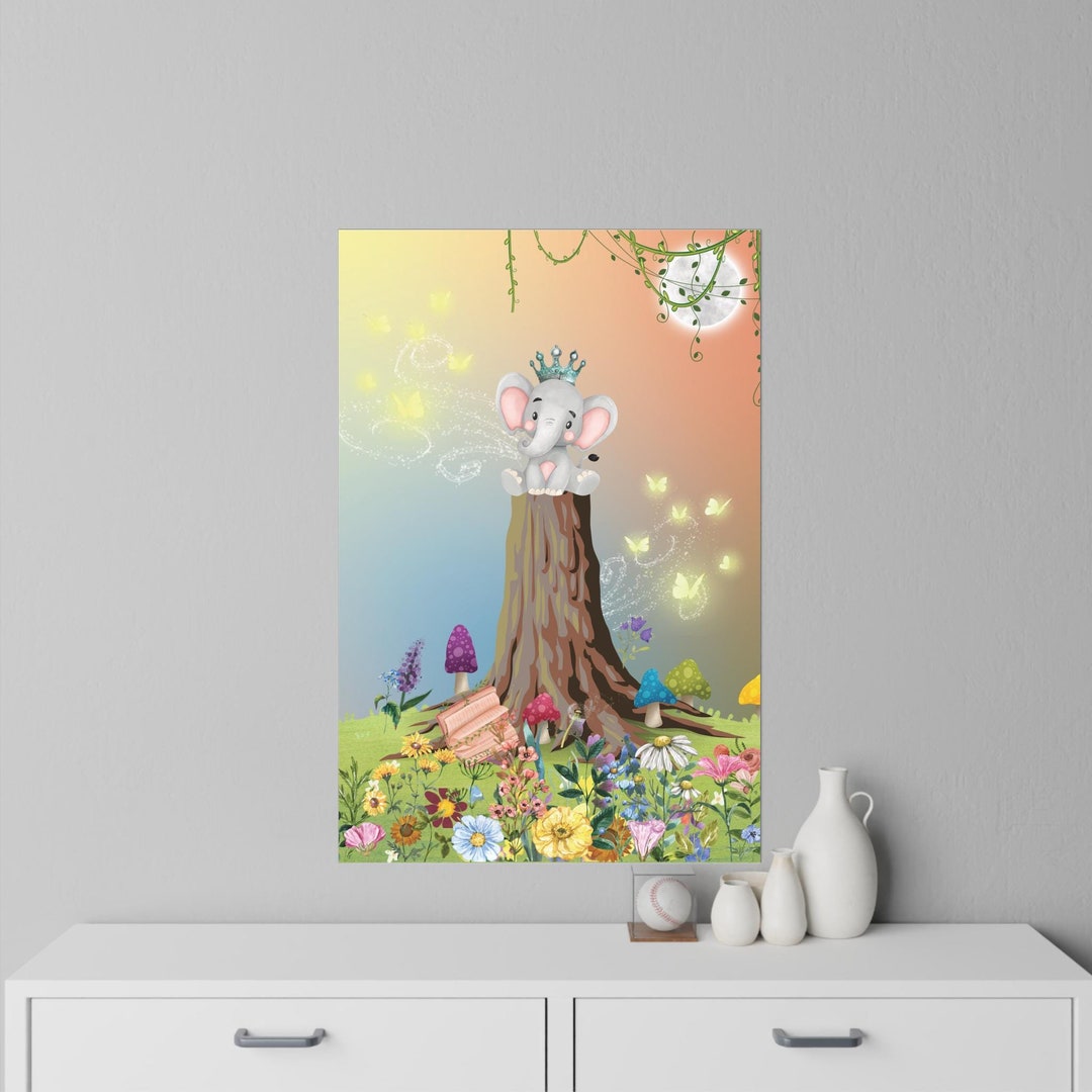 Elephant Prince Wall Decal, Fantasy Forest Wall Art, Reusable Wall ...