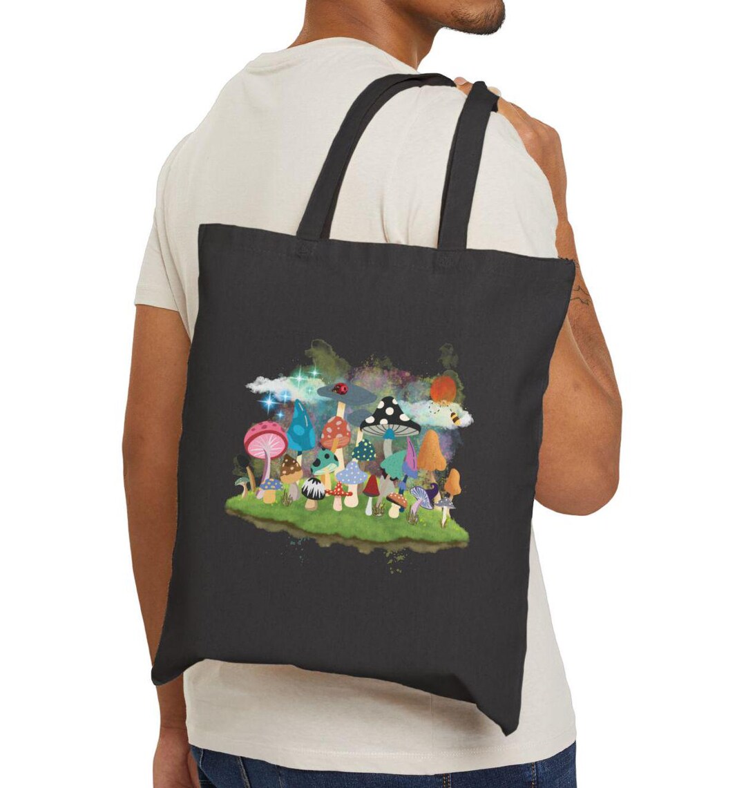 Mushroom Tote Bag, Colorful Fungi Carryall, Mycology Gift, Nature Lover ...