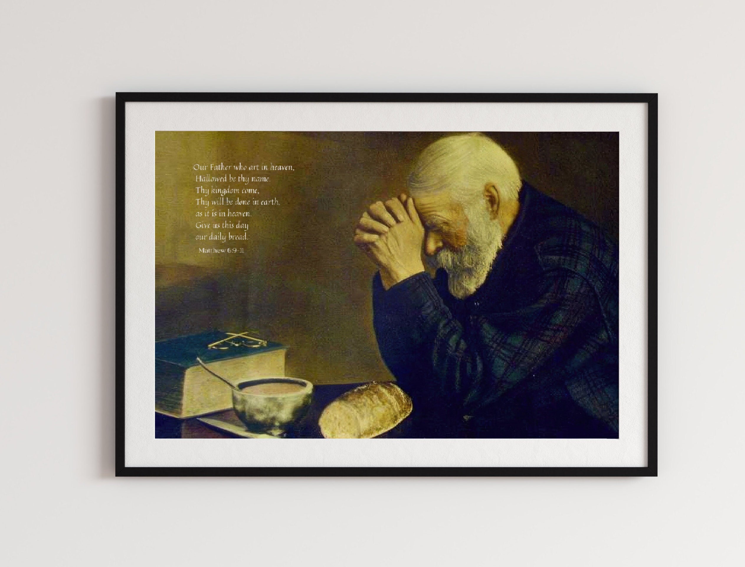 GRACE by Eric Enstrom Vintage Art of Old Man at Table Praying Over ...