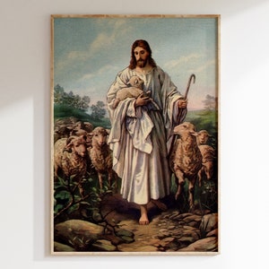 Vintage the Parable of the Lost Sheep | Jesus Wall Art Print ...