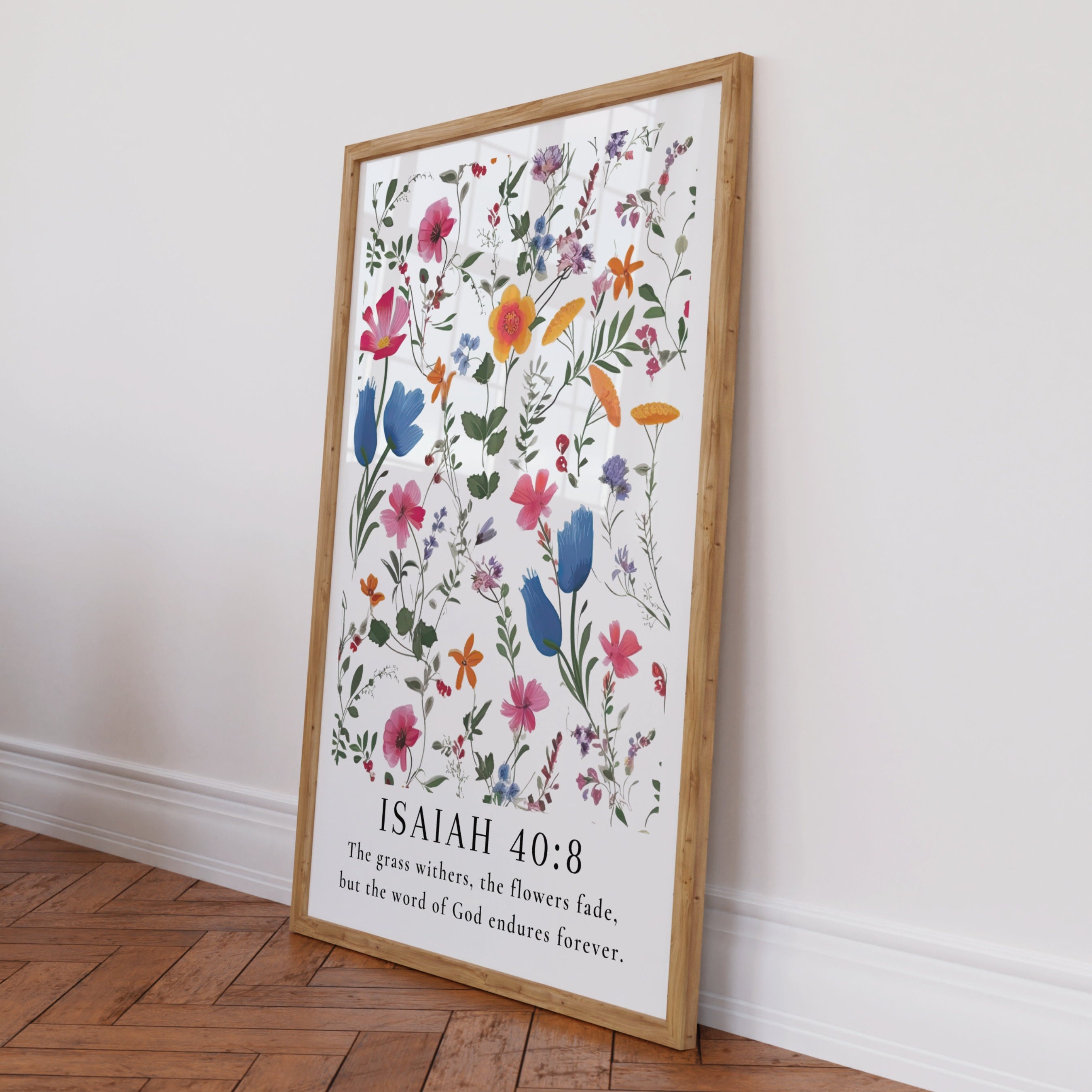 Isaiah 40:8 Flower Art Print | Bible Verse Wall Art | Christian Home ...