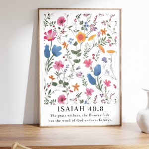Isaiah 40:8 Flower Art Print | Bible Verse Wall Art | Christian Home ...