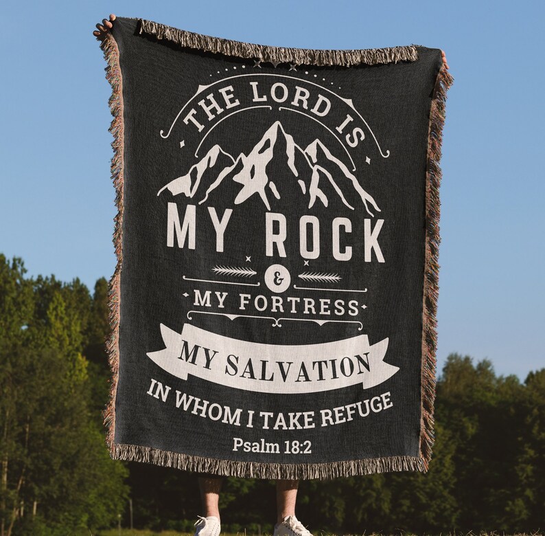 The Lord is My Rock Woven Blanket | Psalm 18 Bible Verse Blanket ...