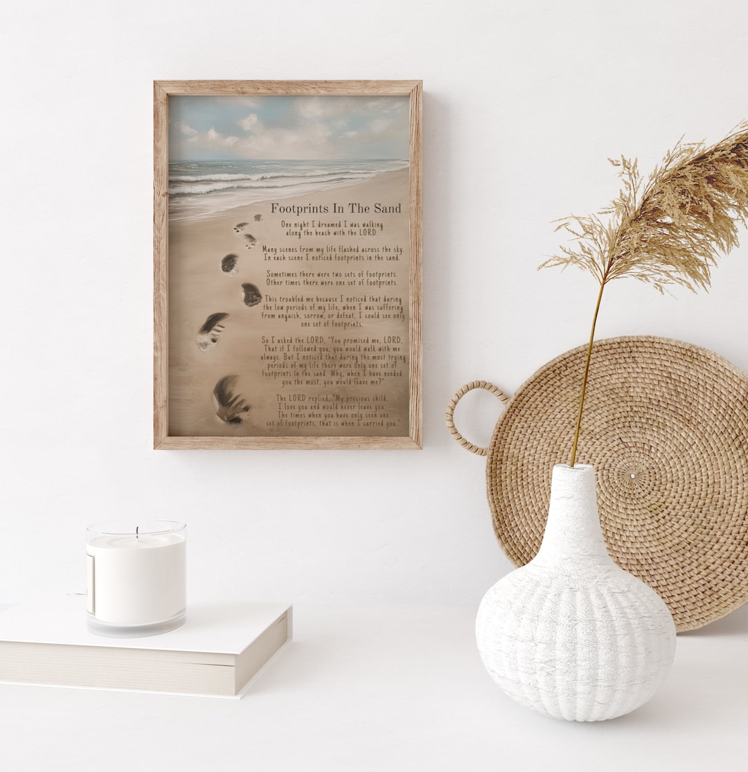 Footprints in the Sand Poem Wall Art Print | Beach Decor, Inspirational ...