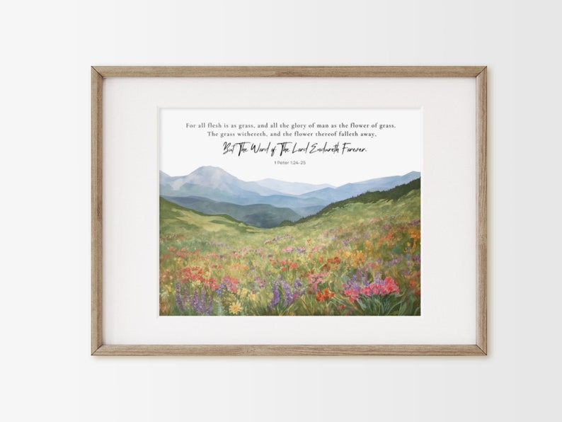 Wildflower Landscape Painting With Bible Verse Scripture - Etsy
