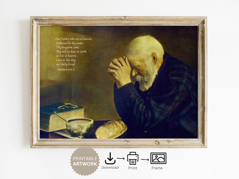 GRACE by Eric Enstrom - Vintage Art of Old Man at Table Praying Over ...