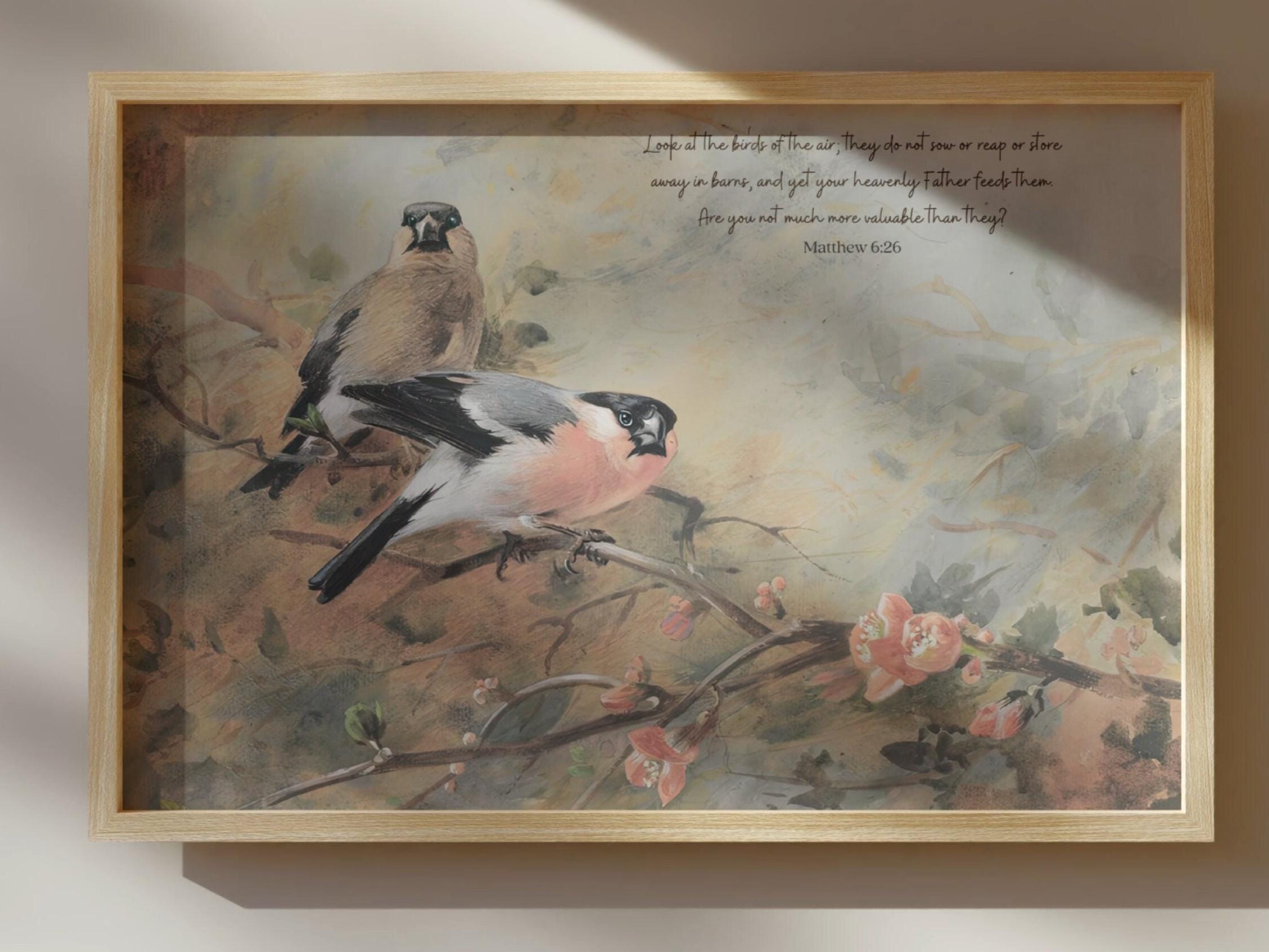 Look at the Birds of the Air - Matthew 6:26 Bible Verse Art Print ...