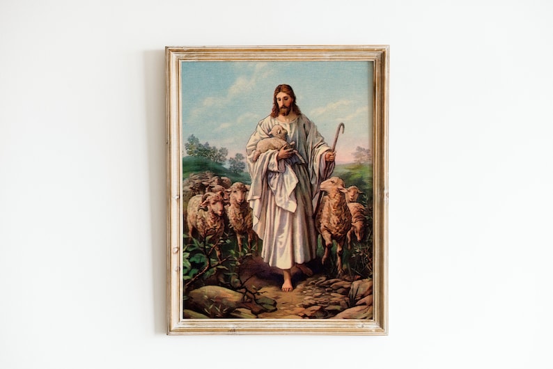 Vintage the Parable of the Lost Sheep Jesus Wall Art Print PRINTABLE ...