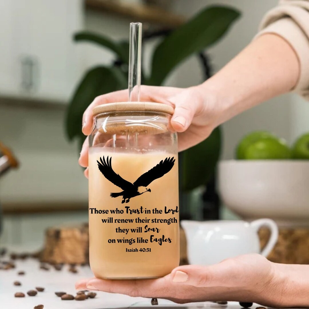 Isaiah 40 Soar on Eagle's Wings Soda Can Glass Christian Glass Tumbler, Bible Verses Glass Cup ...
