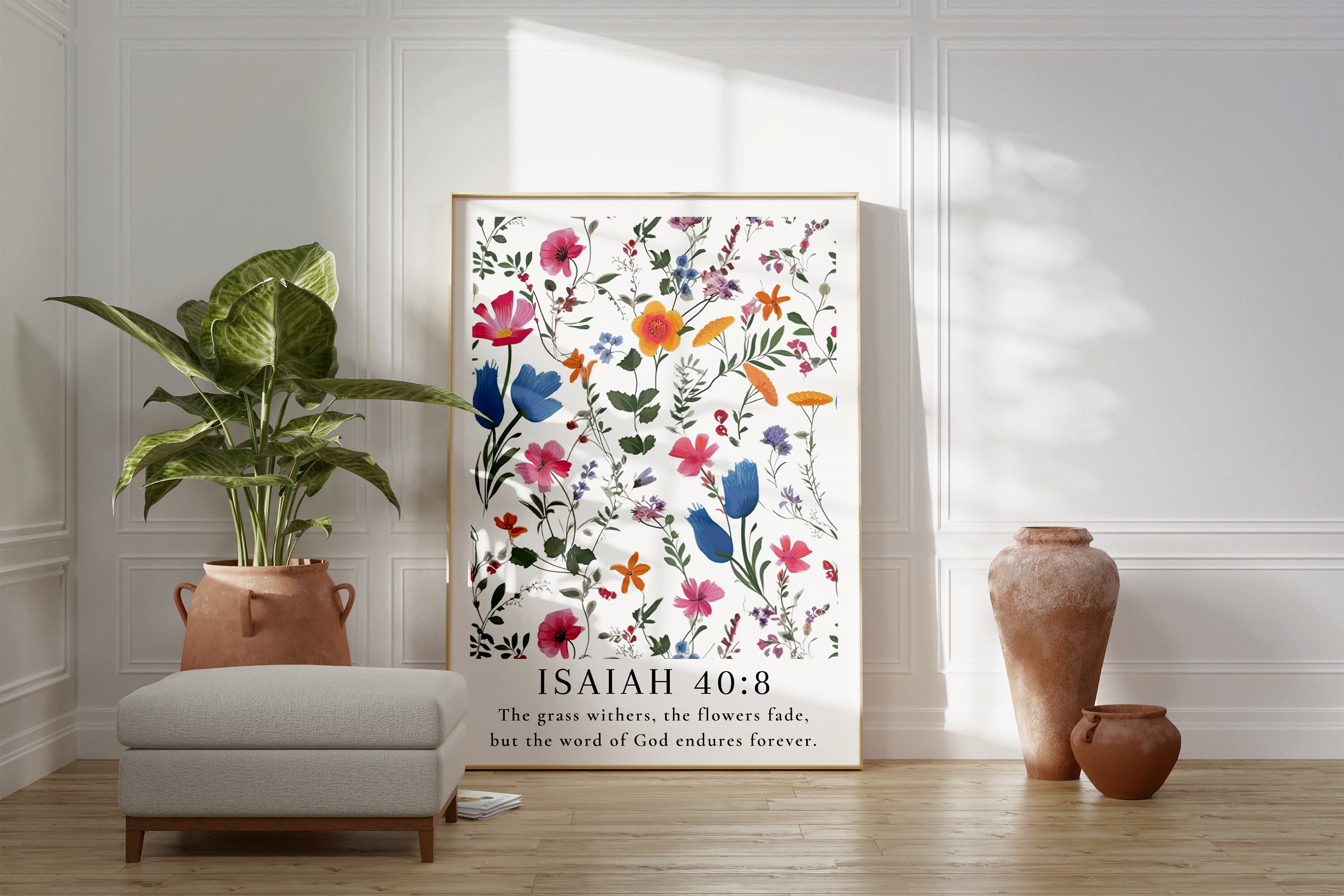 Isaiah 40 - the Word of God Bible Verse Wall Art | Flower Art, Bible ...