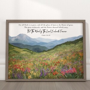 Wildflower Landscape Painting With Bible Verse, Scripture Bible Poster ...